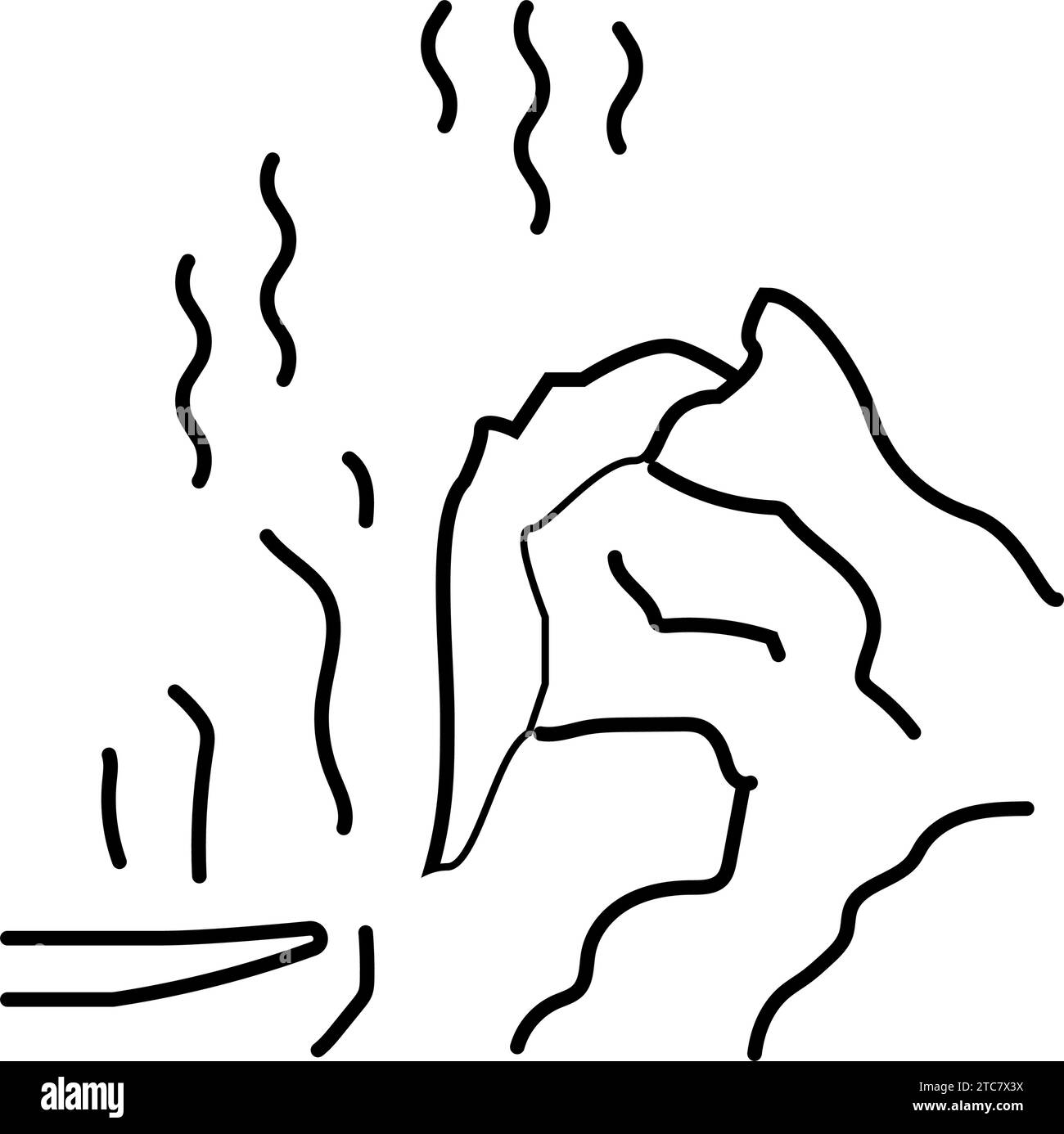 fire hot volcano line icon vector illustration Stock Vector Image & Art ...