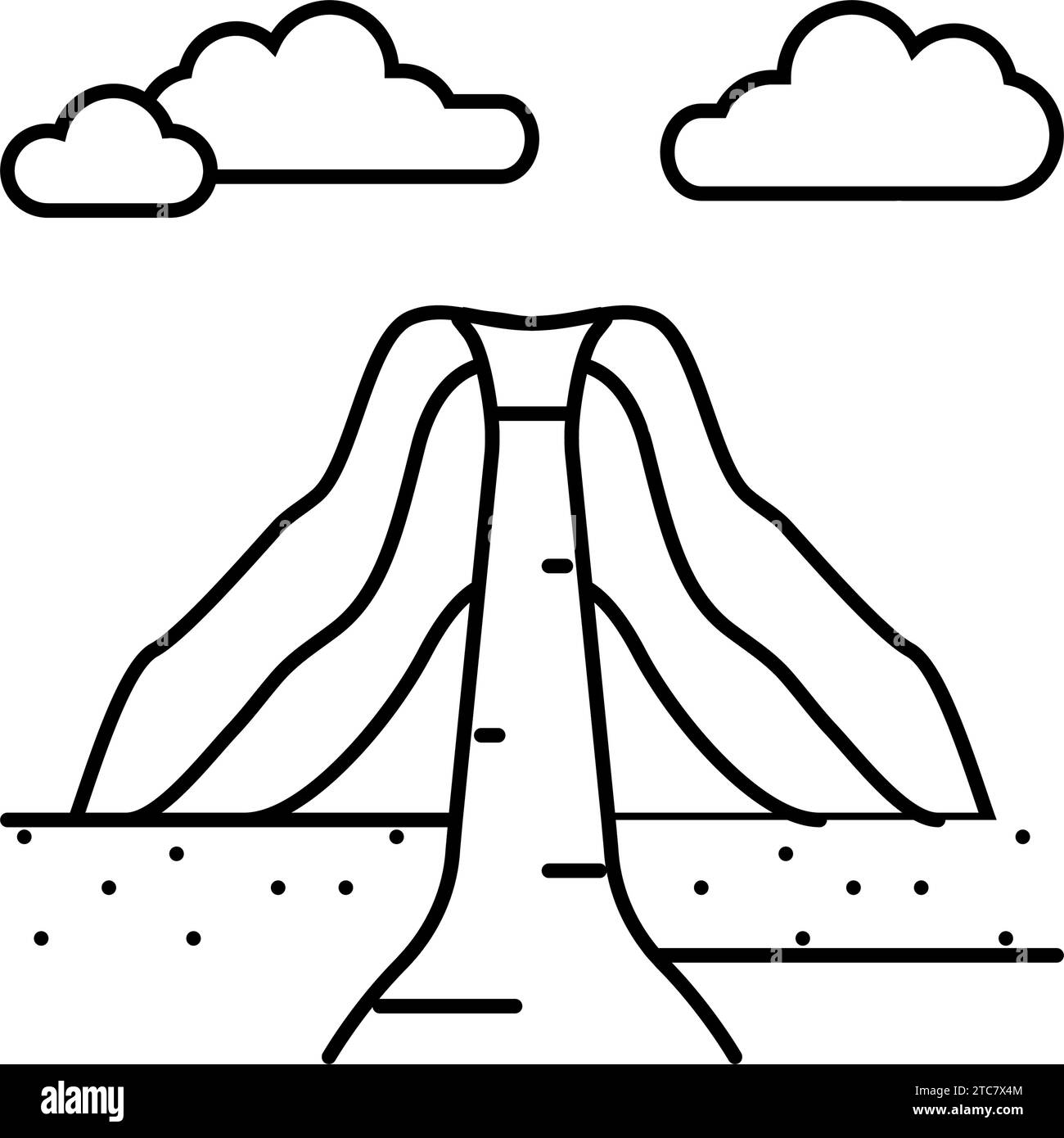 sleeping volcano lava line icon vector illustration Stock Vector Image ...