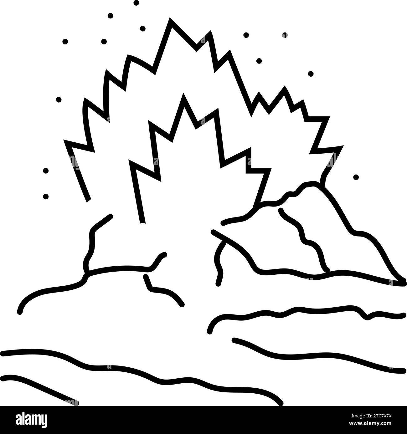 dangerous exploding volcano line icon vector illustration Stock Vector ...