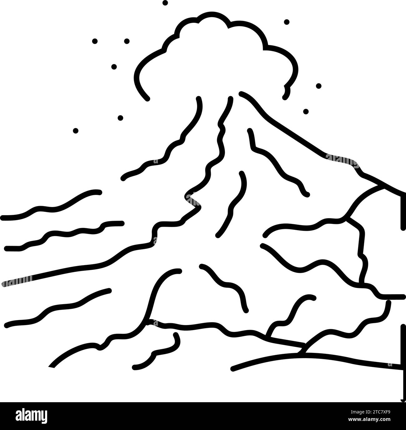 volcano rock landskape line icon vector illustration Stock Vector Image ...