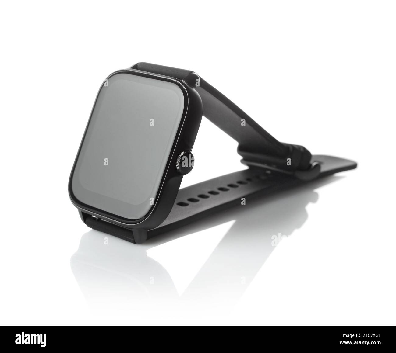 New black modern electronic watch isolated on white Stock Photo - Alamy