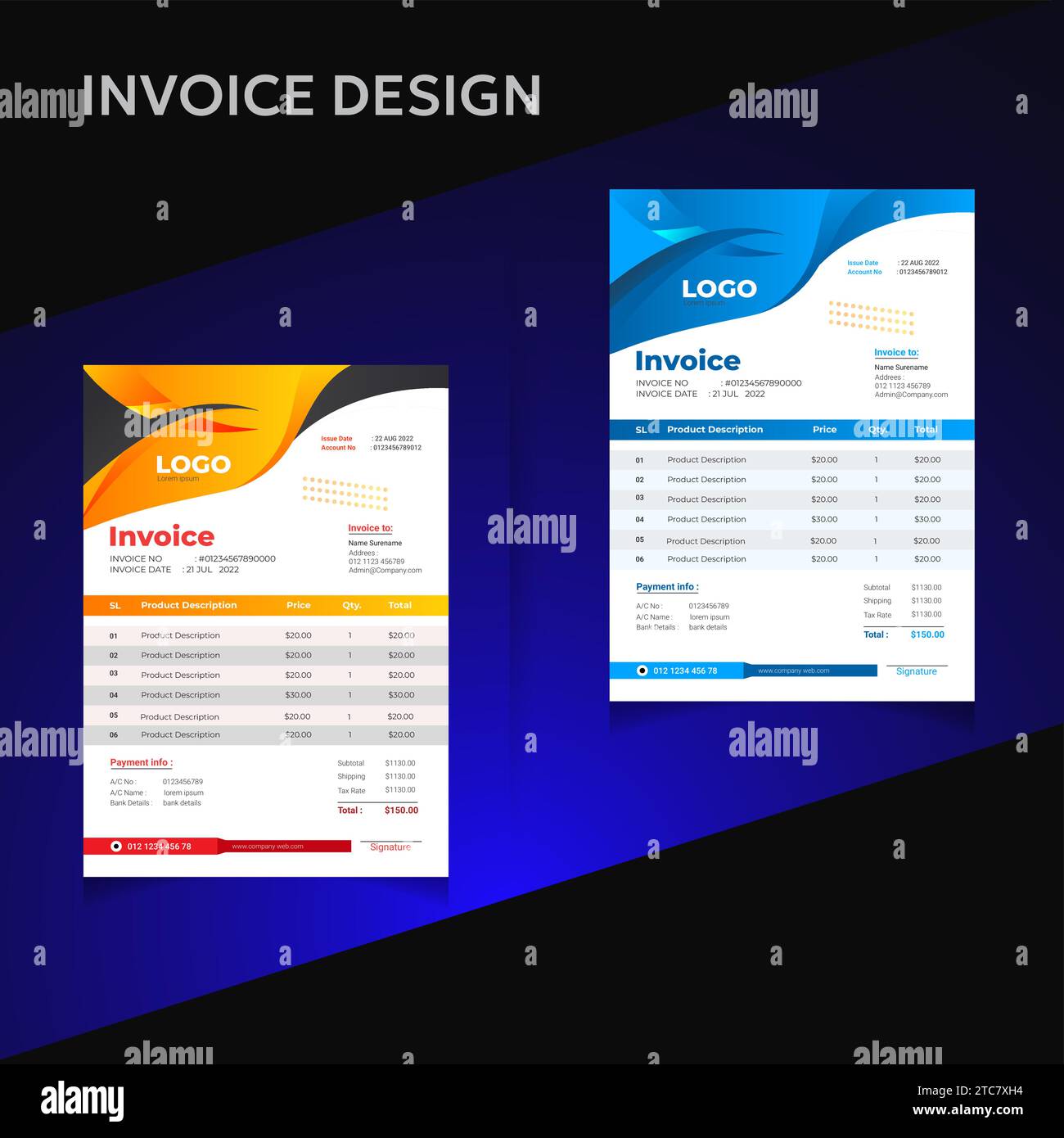 Professional Business Invoice form template. money bills or pricelist ...