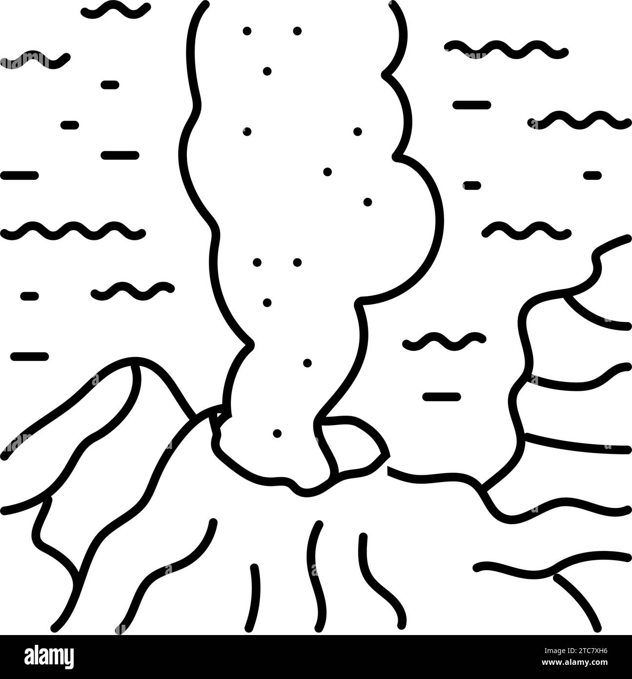 underwater volcano lava line icon vector illustration Stock Vector ...