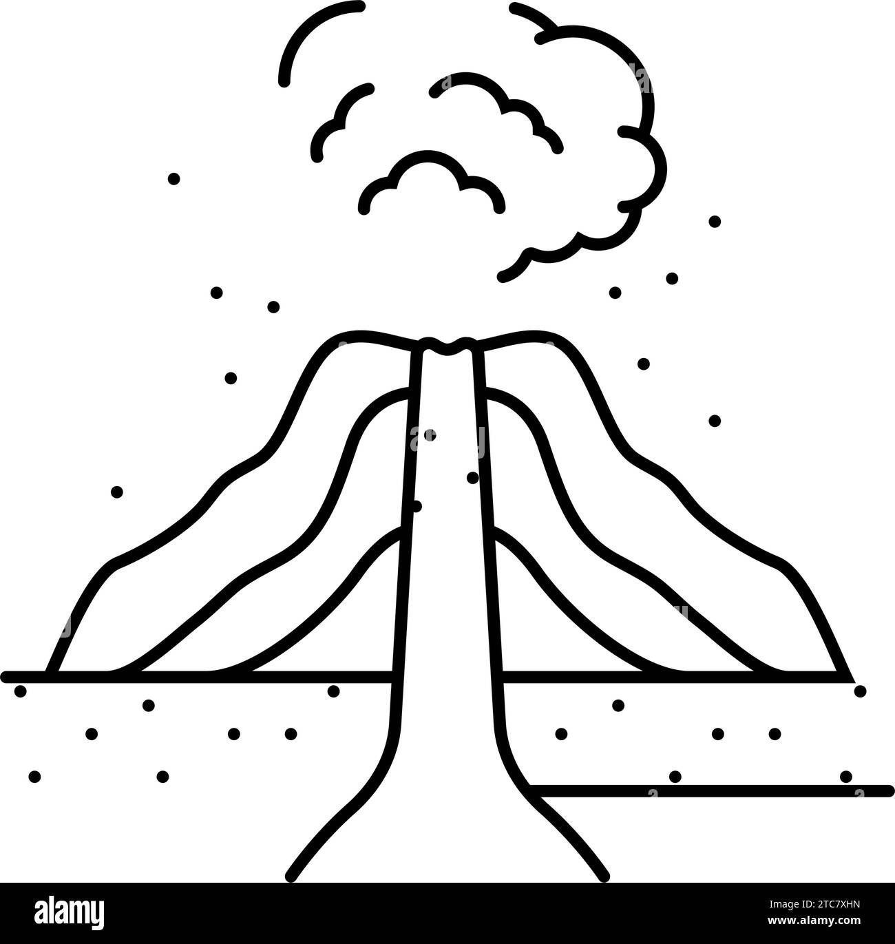 explosive eruption lava line icon vector illustration Stock Vector ...