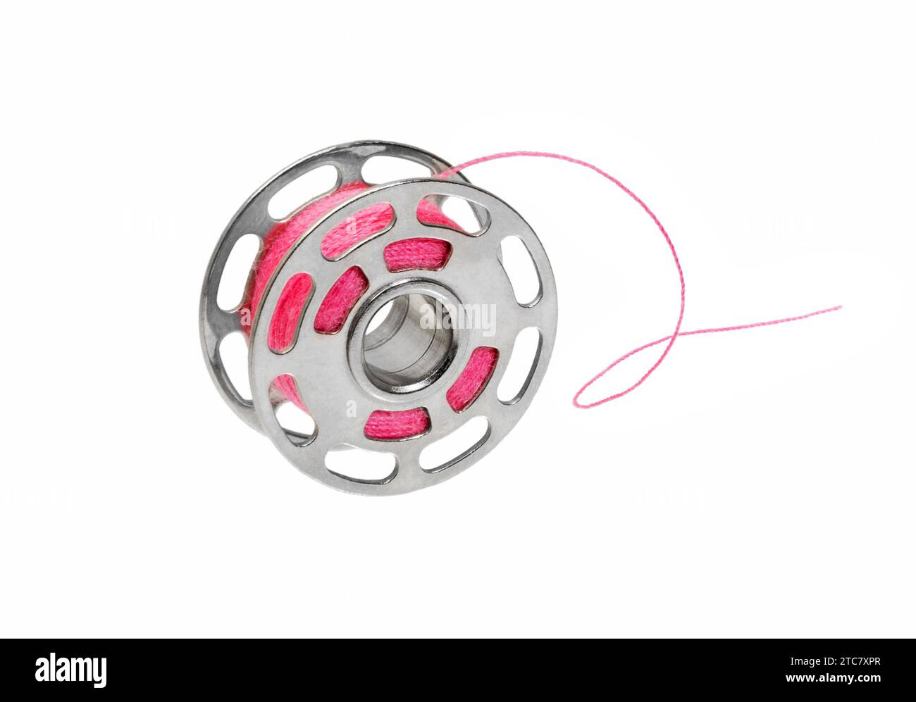 Spool with threads, sewing machine isolated on a white background Stock ...