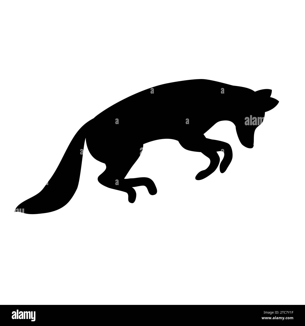 Vector flat hand drawn jumping fox silhouette Stock Vector Image & Art ...