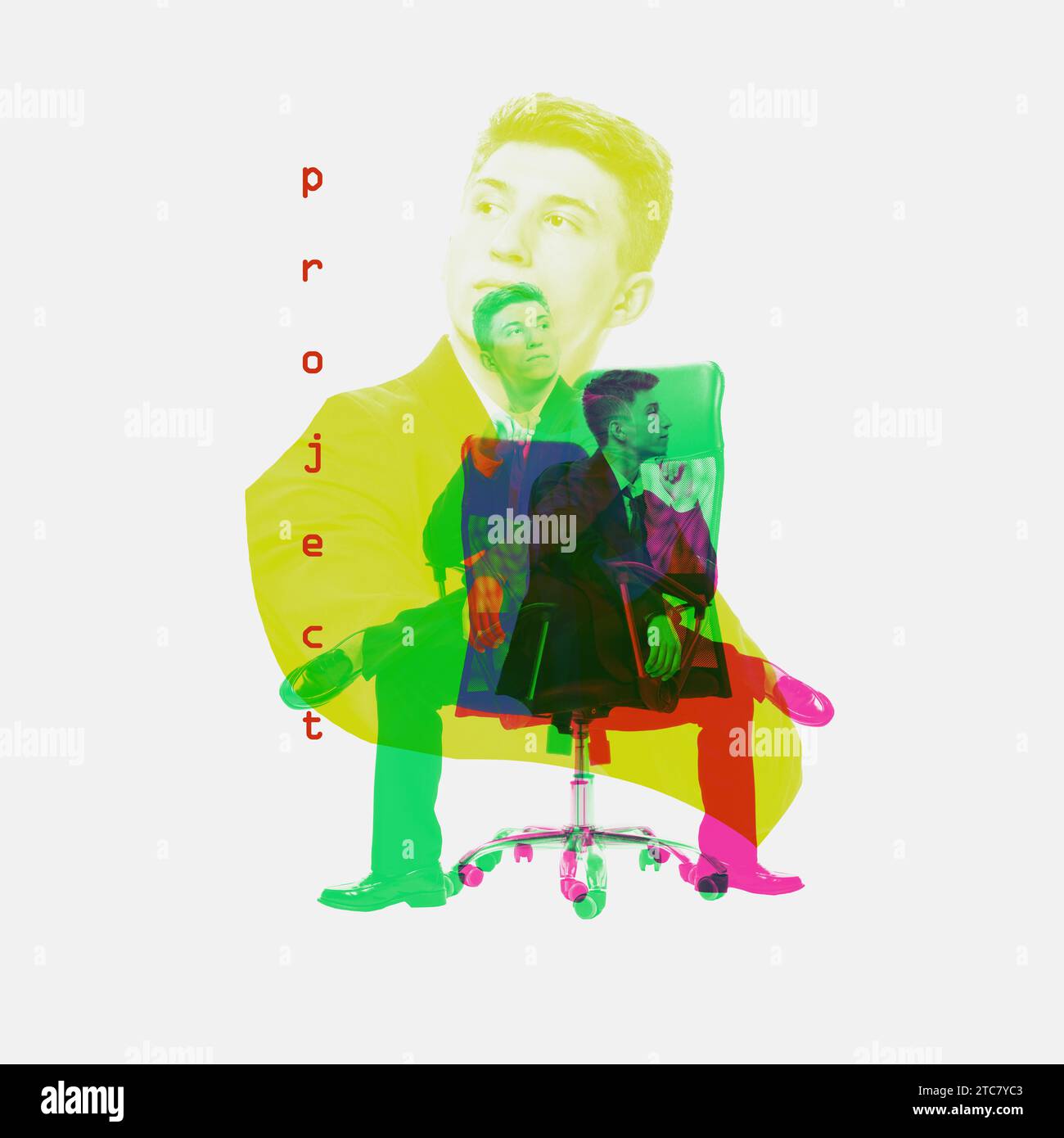 Young man, project manager working with team, giving and controlling ...