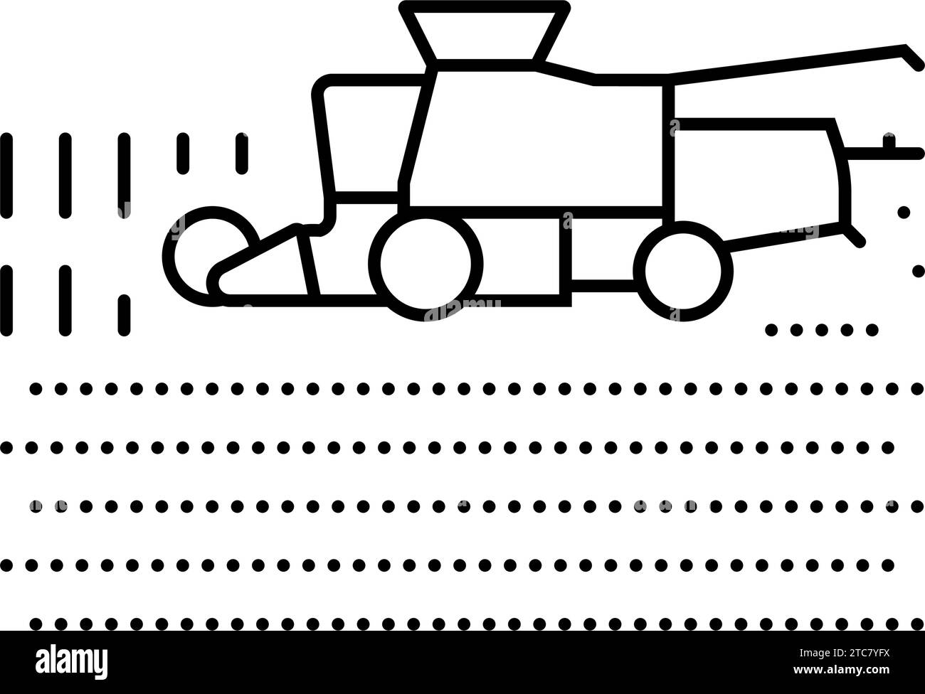 harvester harvesting field wheat line icon vector illustration Stock ...