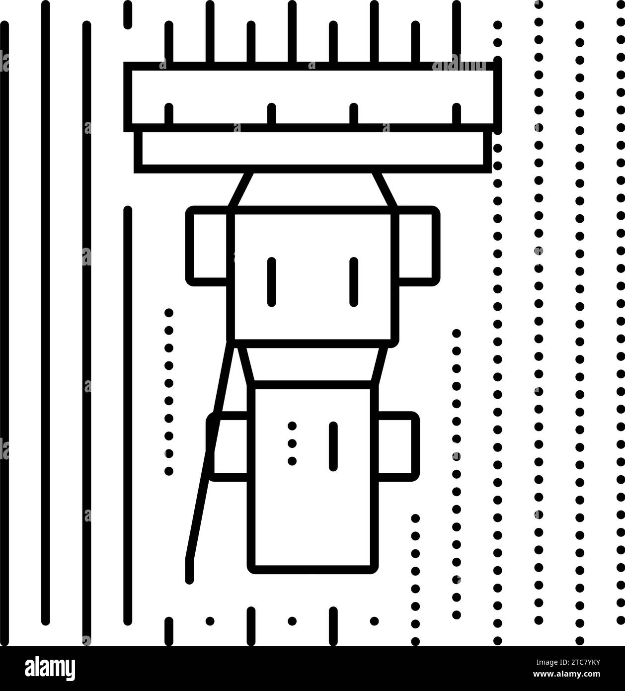 harvester harvesting wheat field line icon vector illustration Stock ...