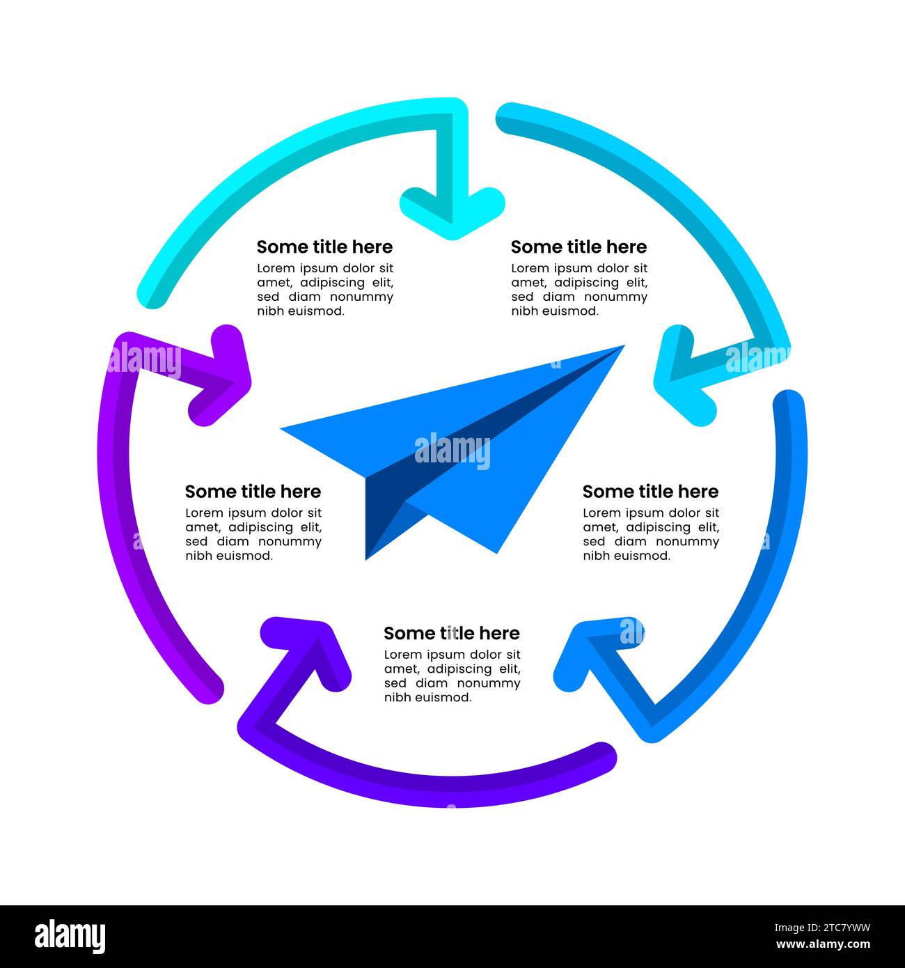 Infographic template with 5 options or steps. Paper plane. Can be used ...