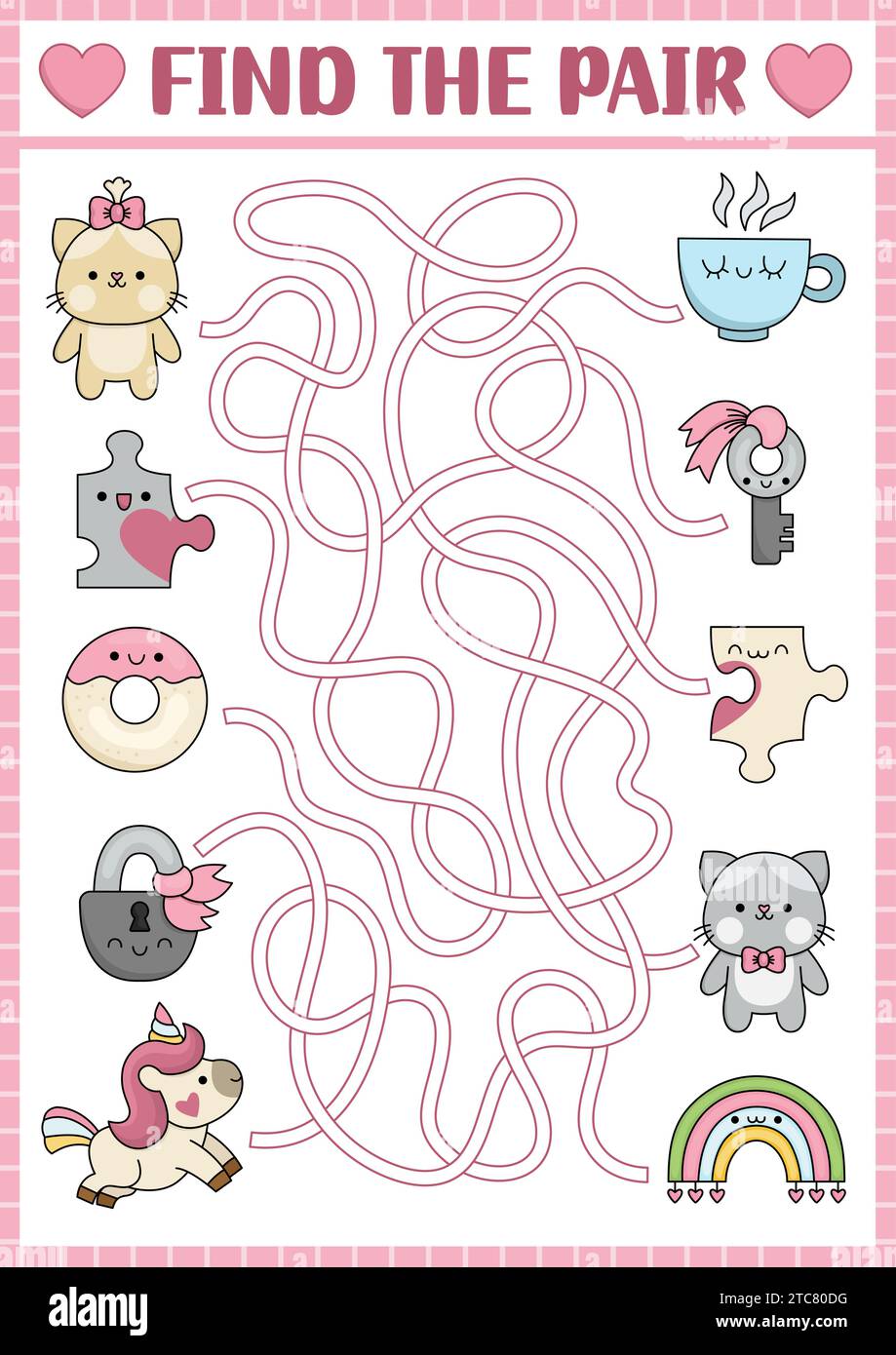 Saint Valentine maze for kids. Love holiday preschool printable ...