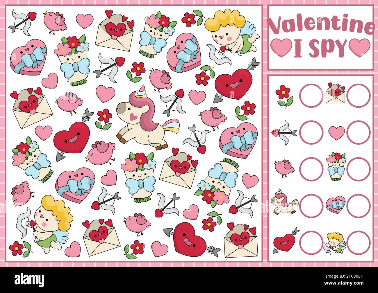 Saint Valentine I spy game for kids. Searching and counting activity ...