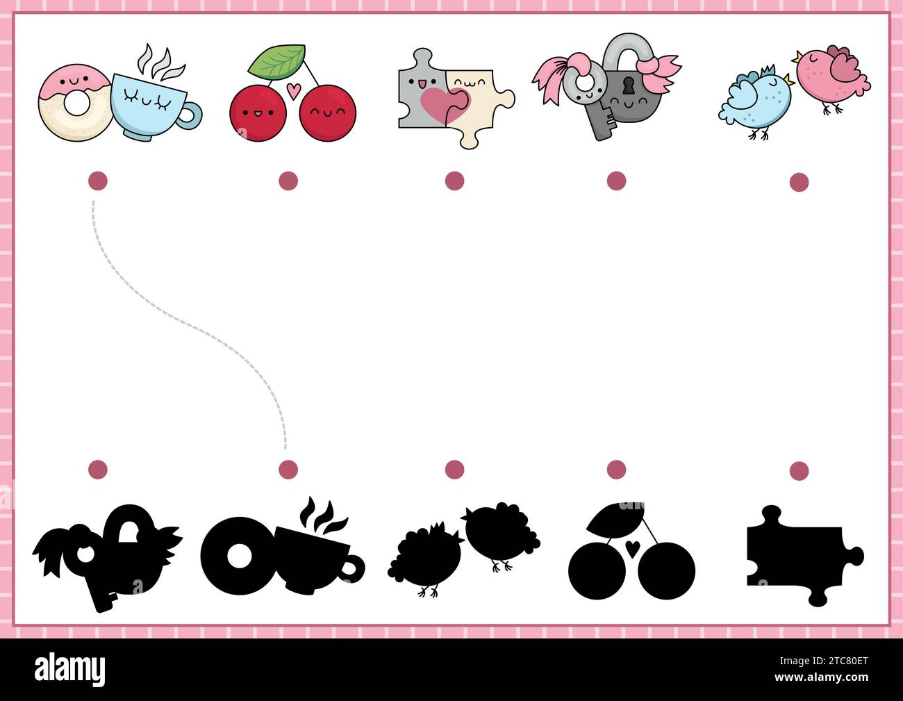 Saint Valentine shadow matching activity. Love holiday shape ...