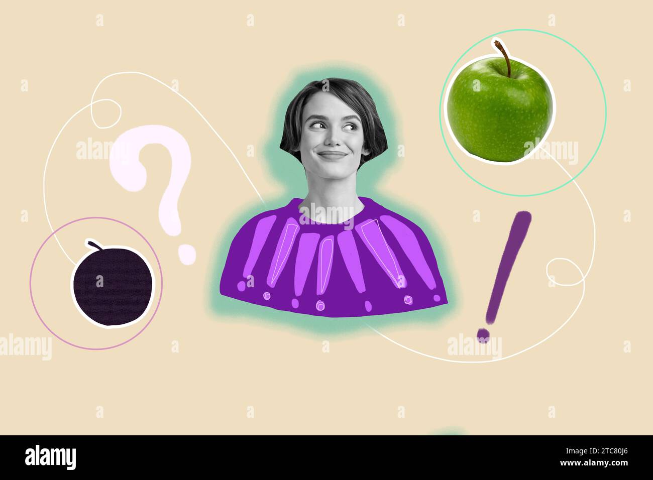 Image collage sketch of smart clever girl solving mathematics exercises ...