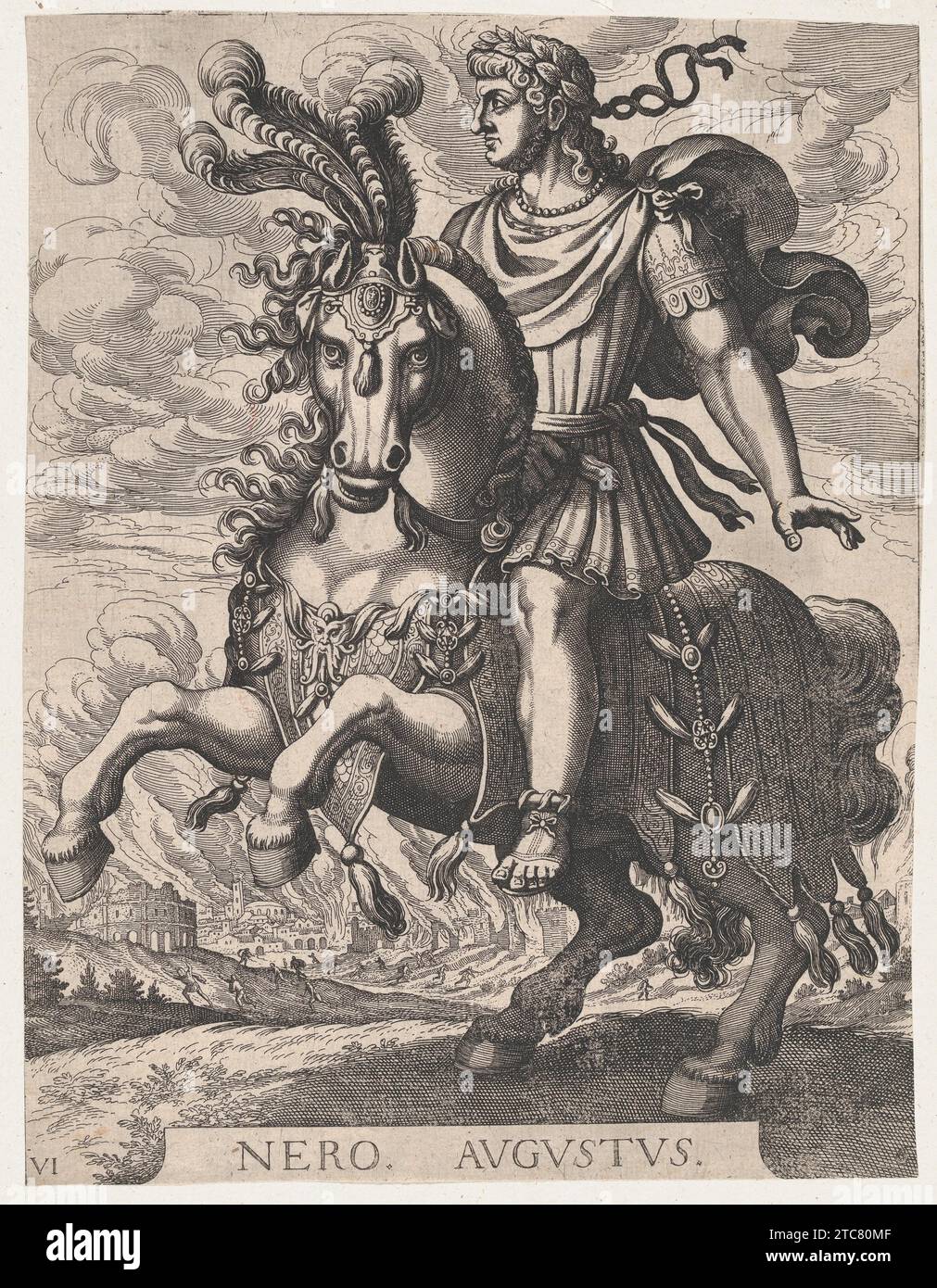 Plate 6: Emperor Nero on Horseback, from 'The First Twelve Roman ...