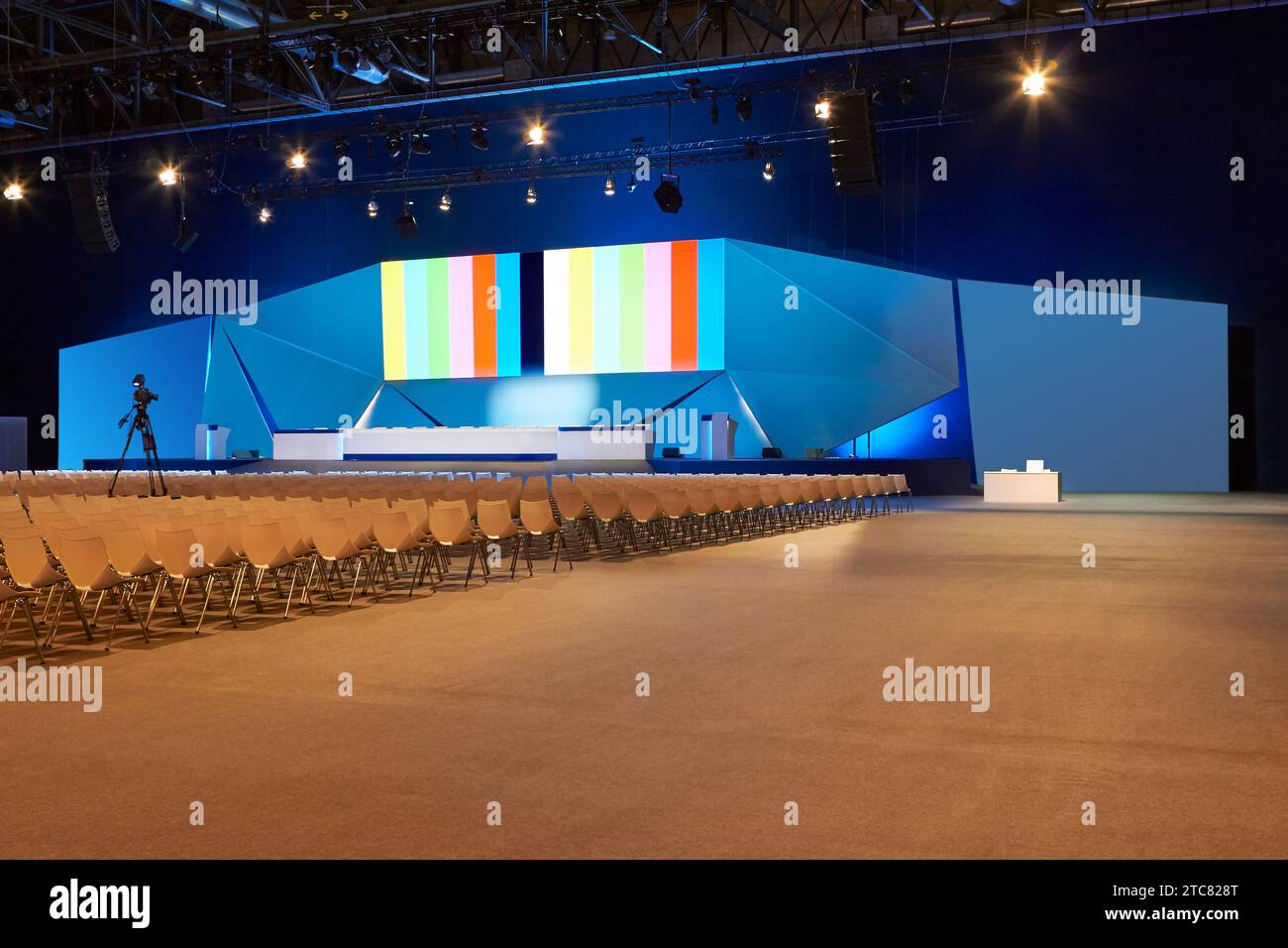 Conference hall. Convention center with podium. Professional meeting ...