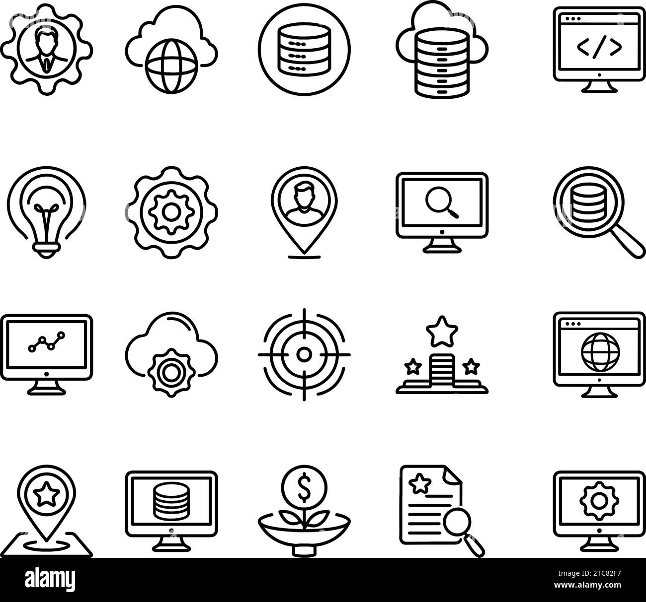 Startup, develoment, ideas line icons vector set Stock Vector Image ...