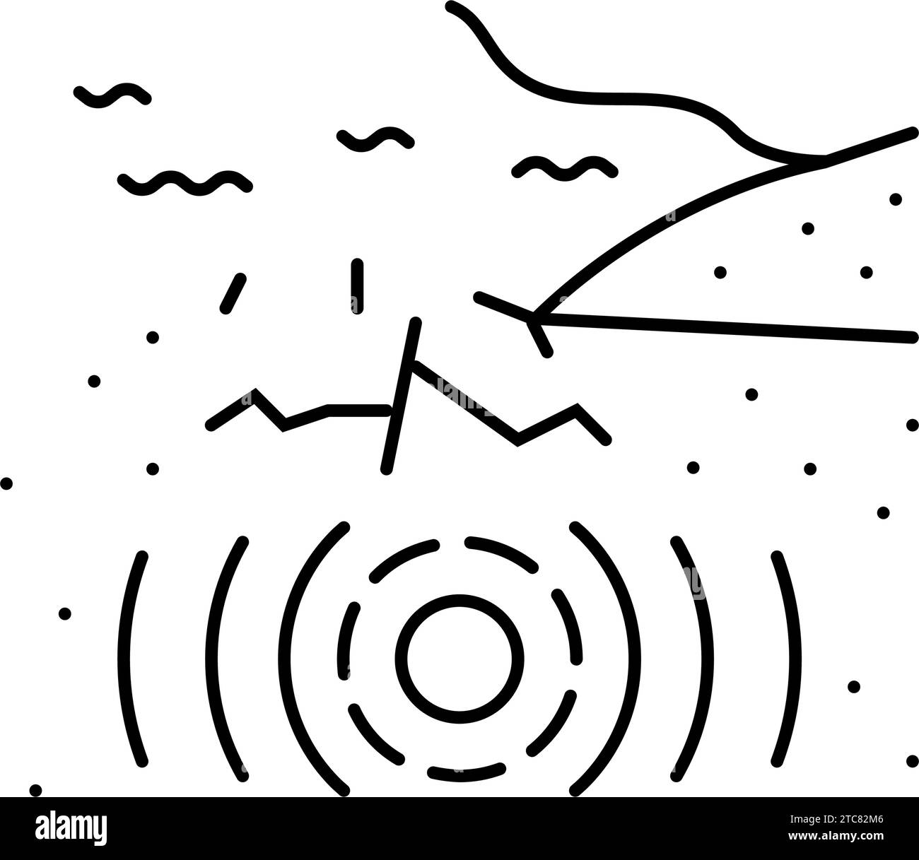 tsunami earthquake line icon vector illustration Stock Vector Image ...