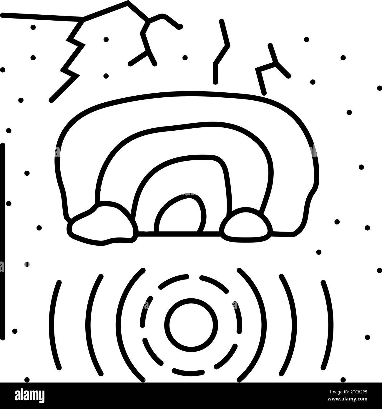 collapse earthquake disaster line icon vector illustration Stock Vector ...