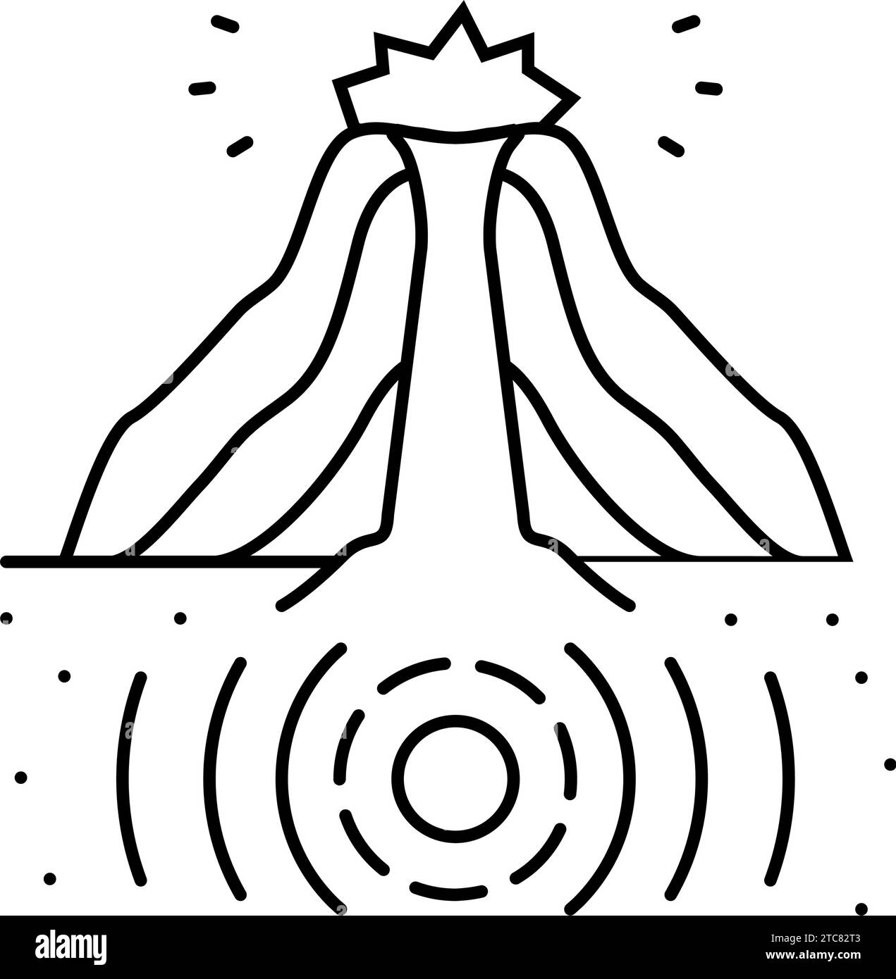 volcanic earthquake disaster line icon vector illustration Stock Vector ...