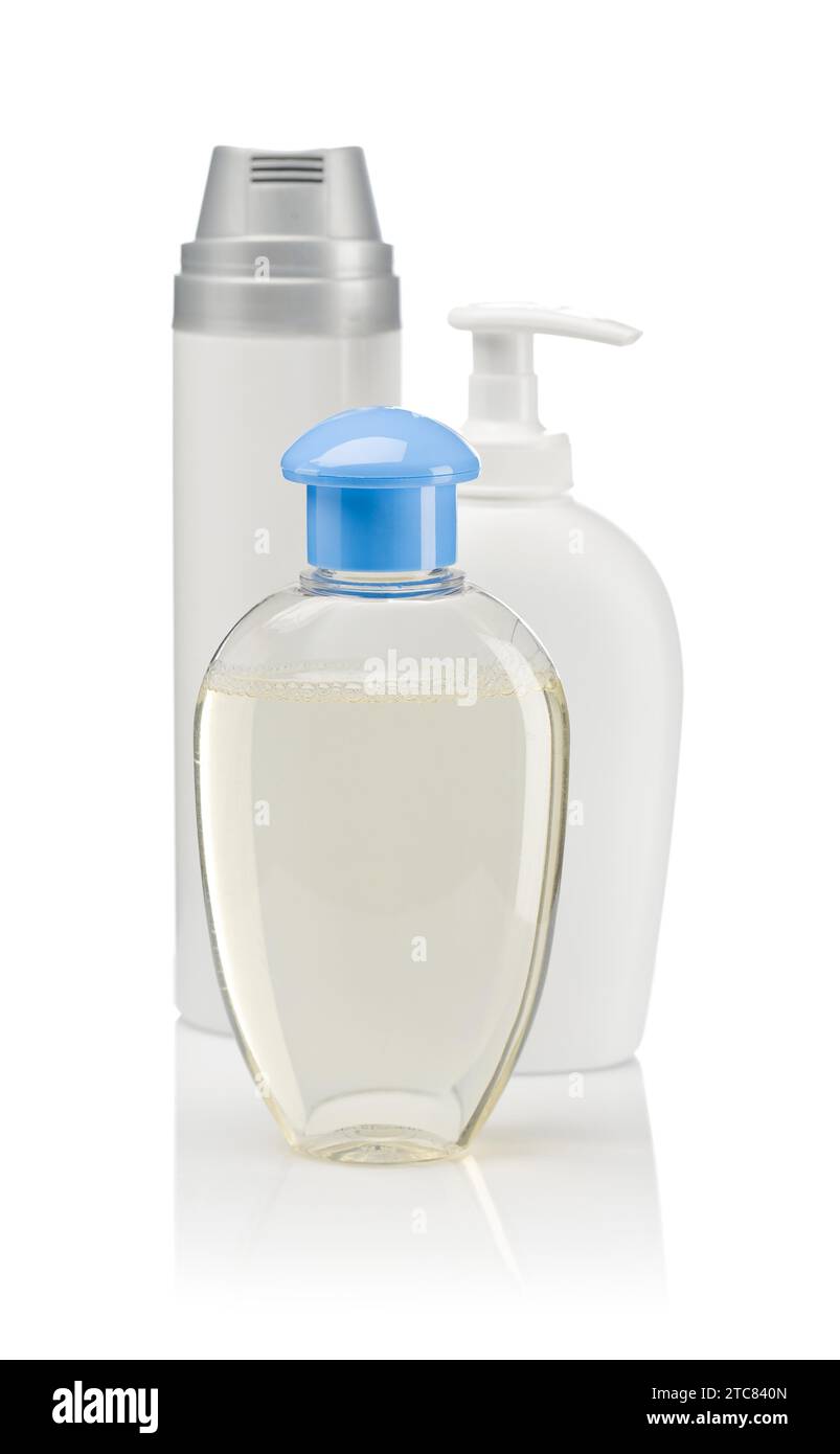Spray bottles and transparent bottle isolated Stock Photo - Alamy