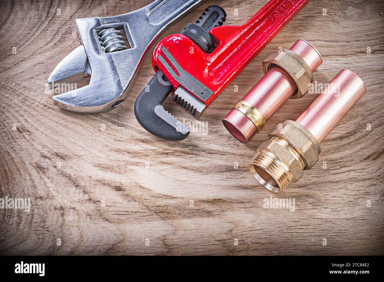 Copper water pipe nipple hose connectors monkey wrench adjustable key ...