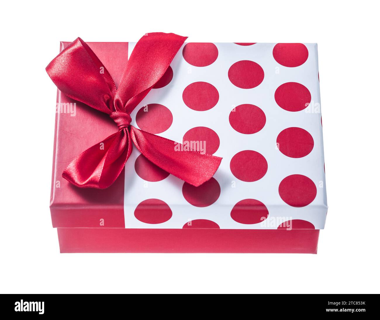 Red wrapped present box isolated on white Stock Photo - Alamy