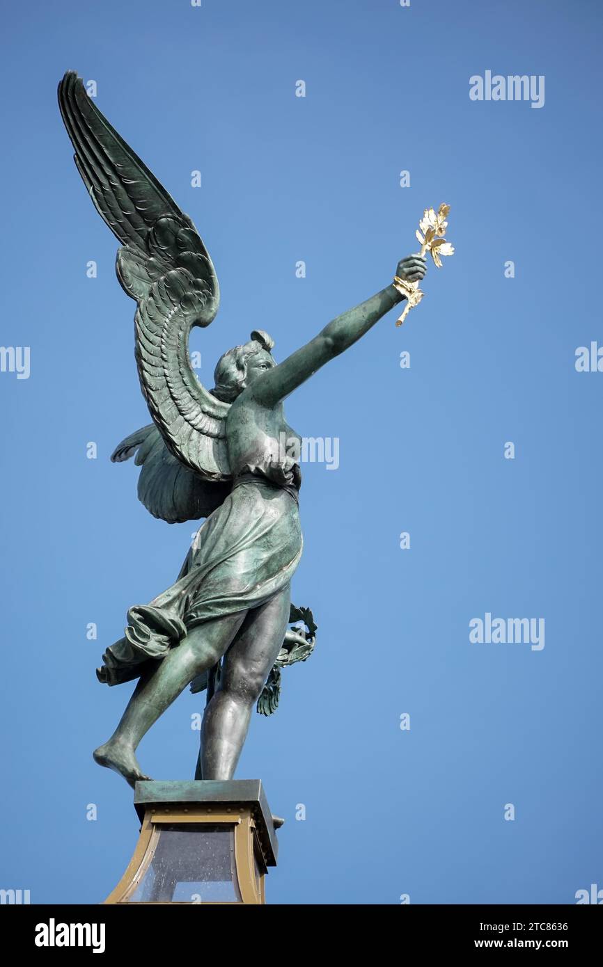 Angel on top of a column on the Cechuv Most Bridge in Prague Stock ...