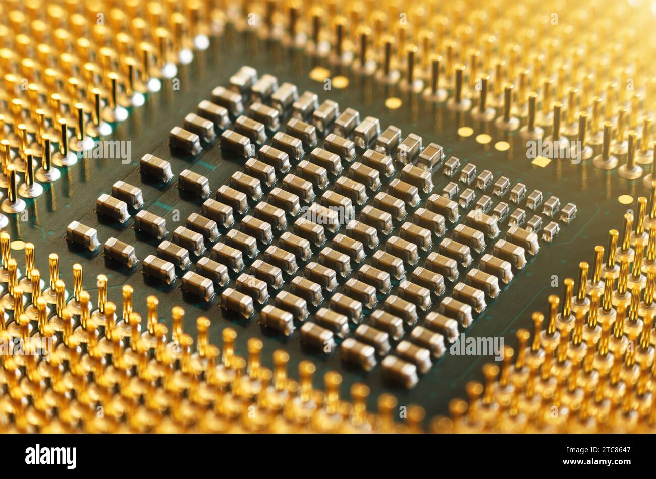 Macro Photo With The Computer Processor Pins. Micro Device Details ...