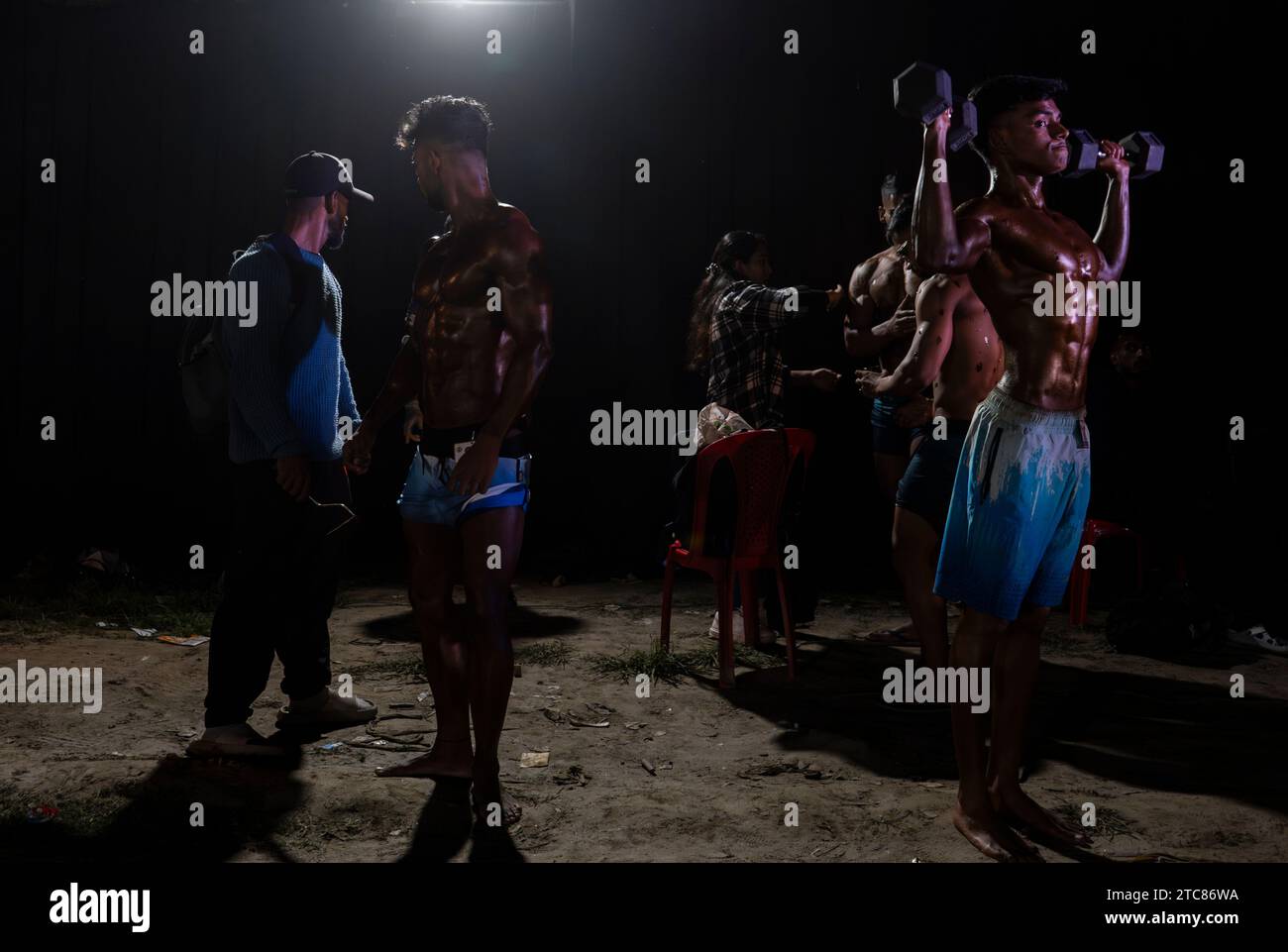 Guwahati, Assam, India. 10th Dec, 2023. Participants gets their body ...