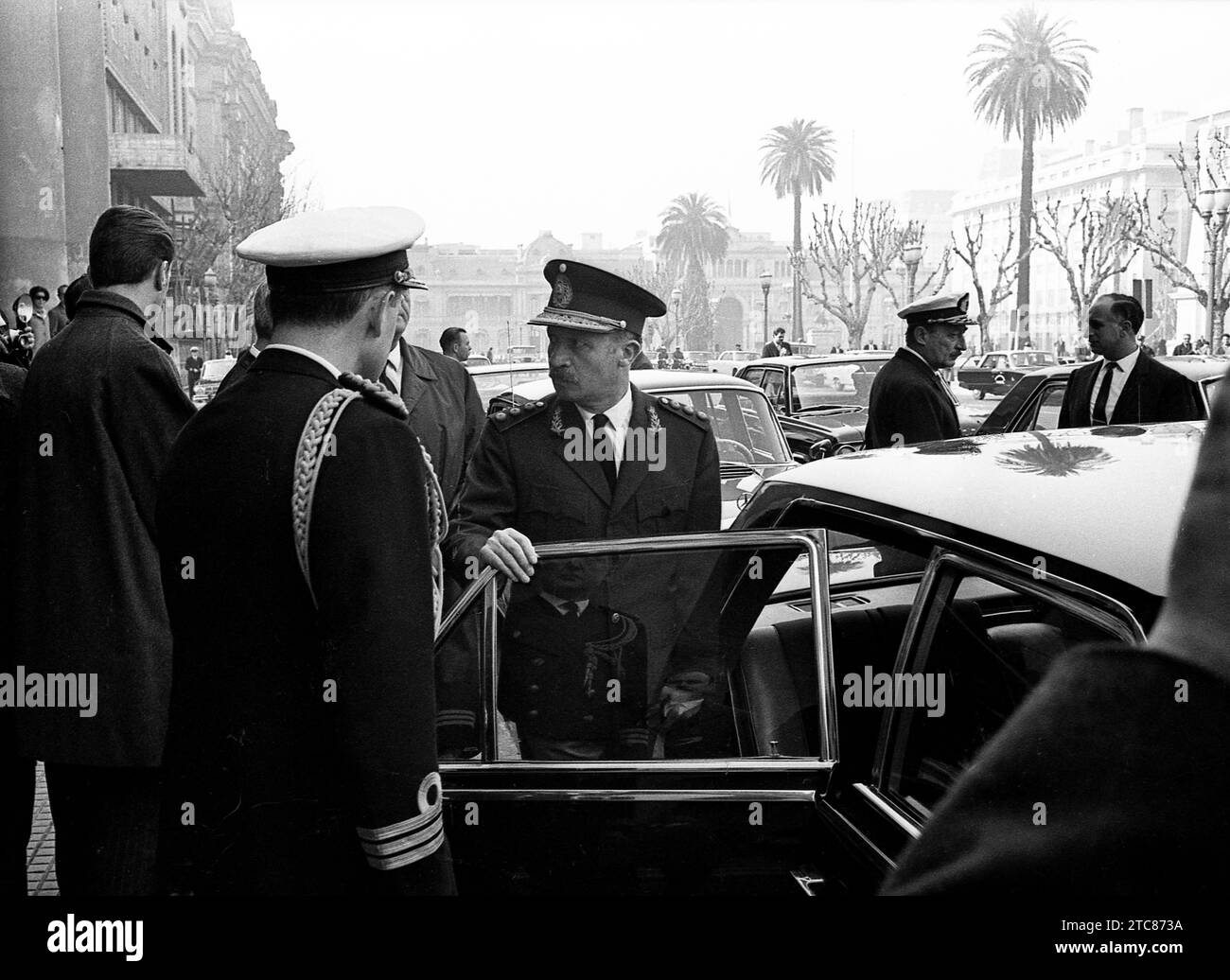 Argentine President General Juan Carlos Onganía leaves the Buenos Aires ...