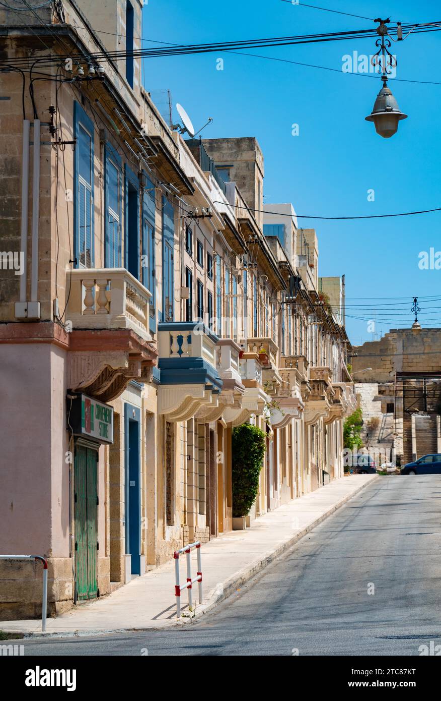 A picture of the house facades of the Paola district, in Valletta Stock ...