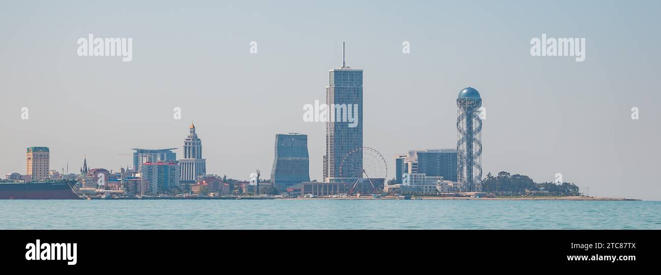 A picture of Batumi's main landmarks taken from a beach up north Stock ...