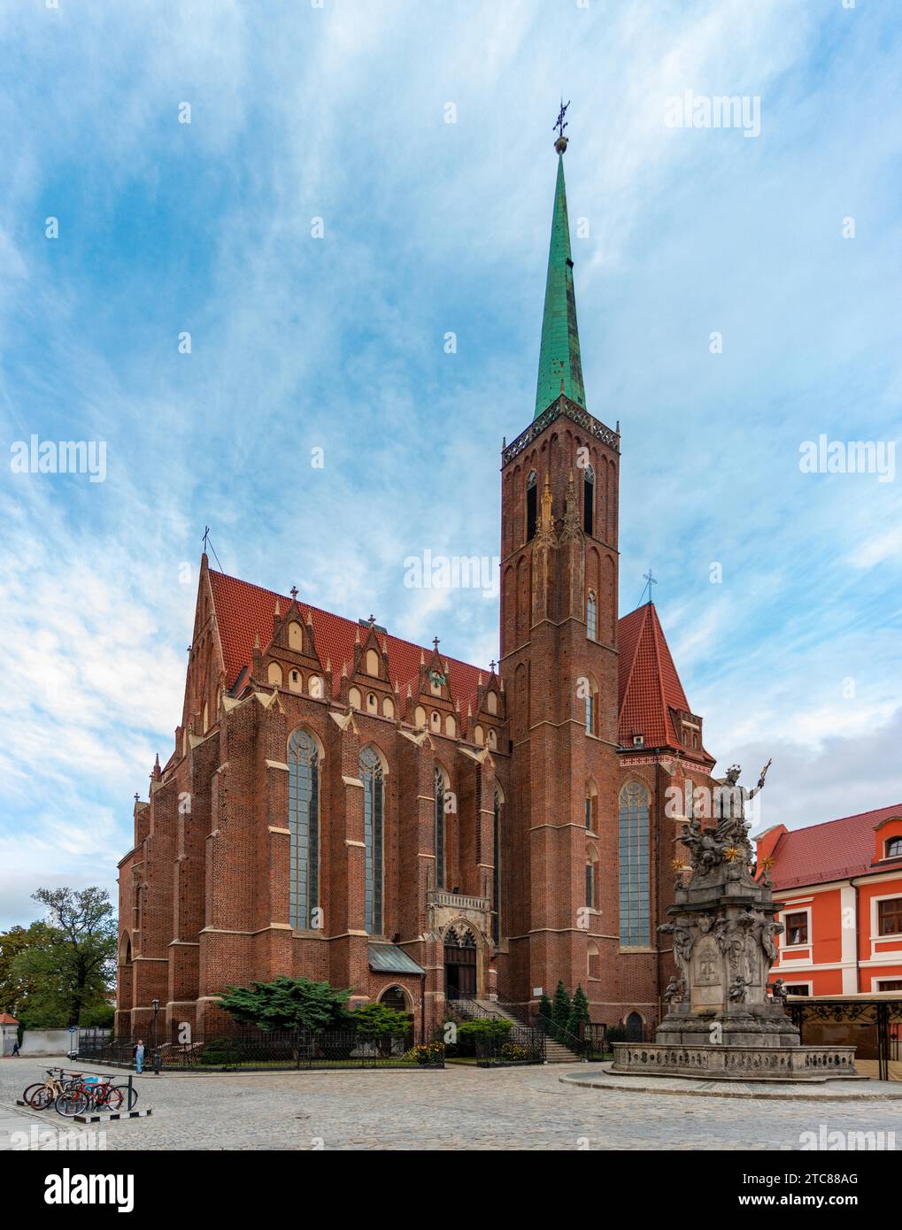 A vertical panorama picture of the Church of the Holy Cross, Wroclaw ...