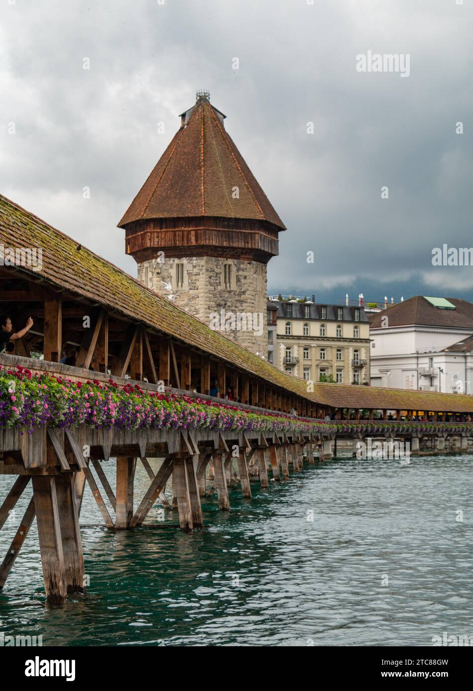 A picture of the landmark Chapel Bridge in Lucerne Stock Photo - Alamy