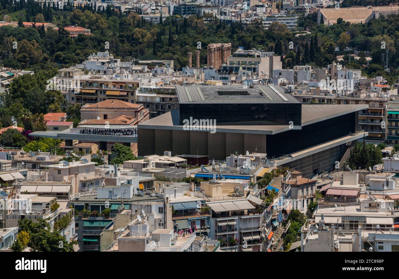 A picture of the Acropolis Museum as seen from the Filopappou Hill ...
