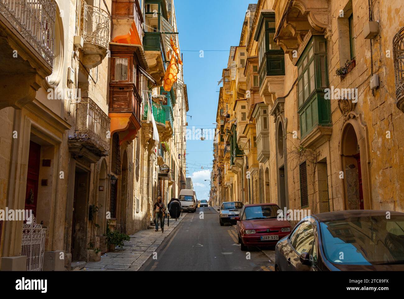 A picture of the building facades of the main peninsula of Valletta ...