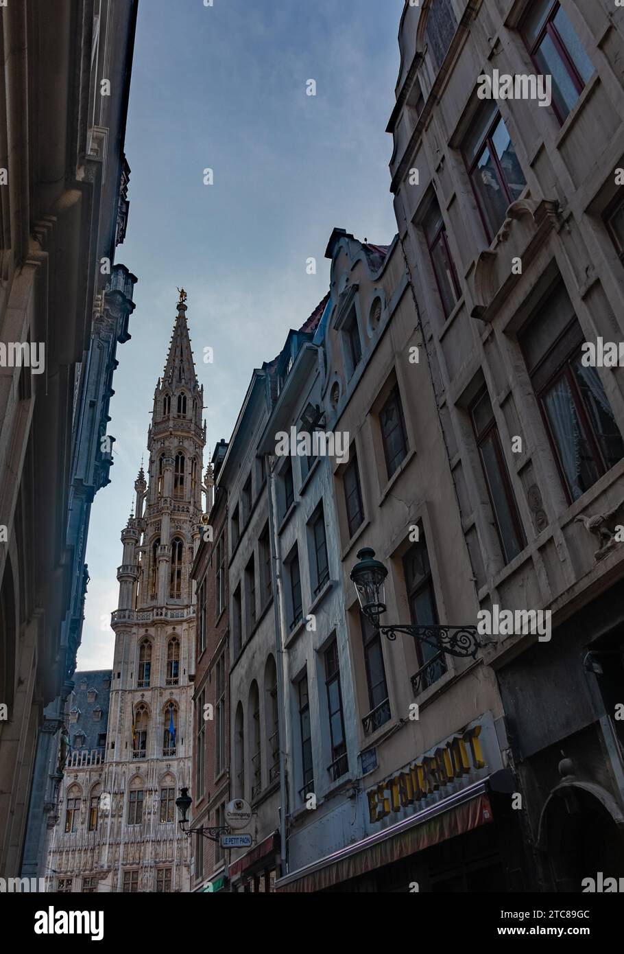 A picture of the Grand Place as seen between nearby buildings (Brussels ...