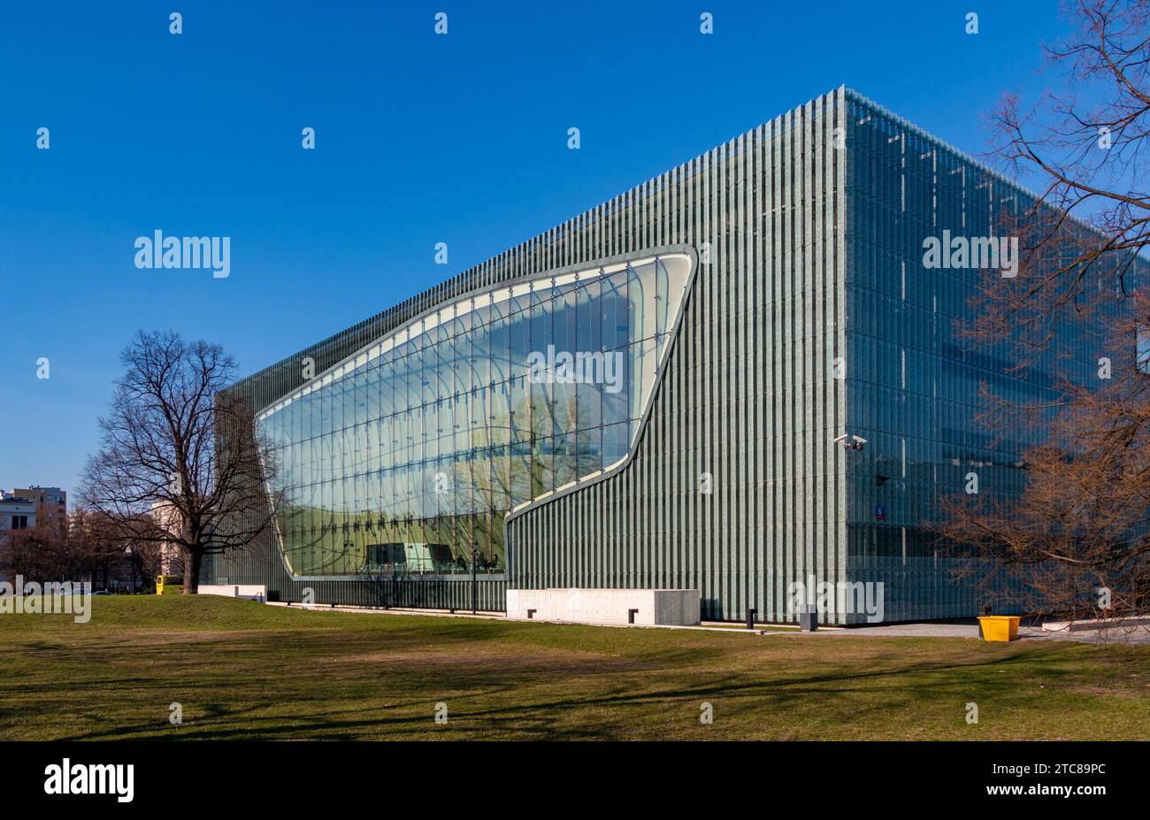 A picture of the POLIN Museum of the History of Polish Jews building as ...