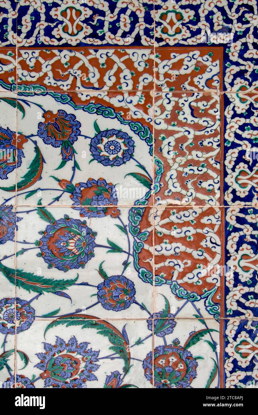 Ottoman ancient Handmade Turkish Tiles with floral patterns Stock Photo ...