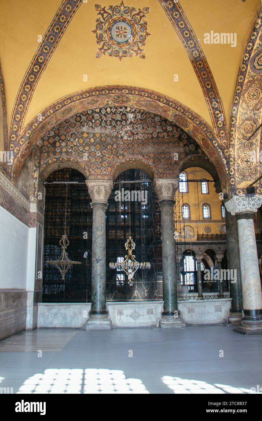 Hagia Sophia interior beautifully crafted pillars and arches Stock ...