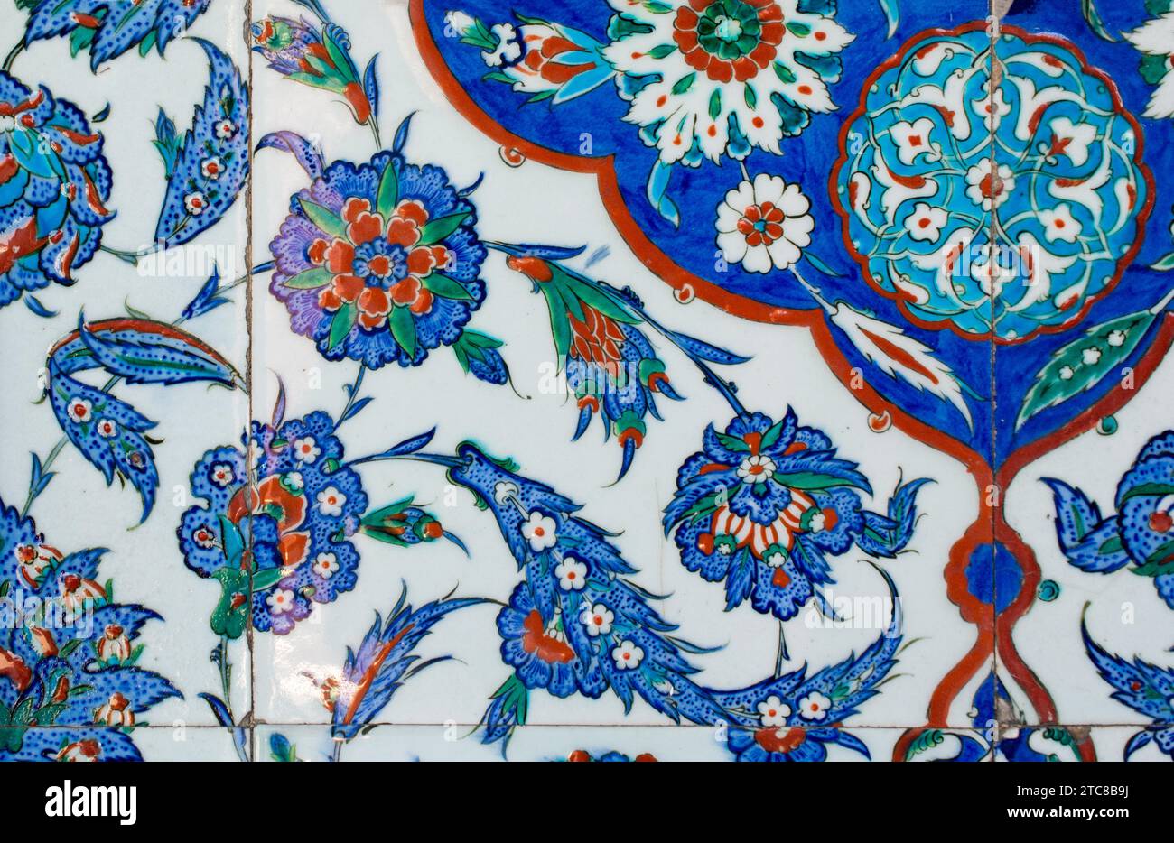 Ottoman ancient Handmade Turkish Tiles with floral patterns Stock Photo ...