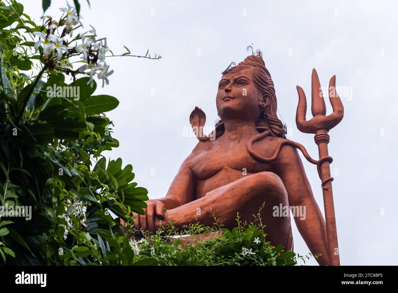 hindu god lord shiva isolated statue with bright background at morning ...