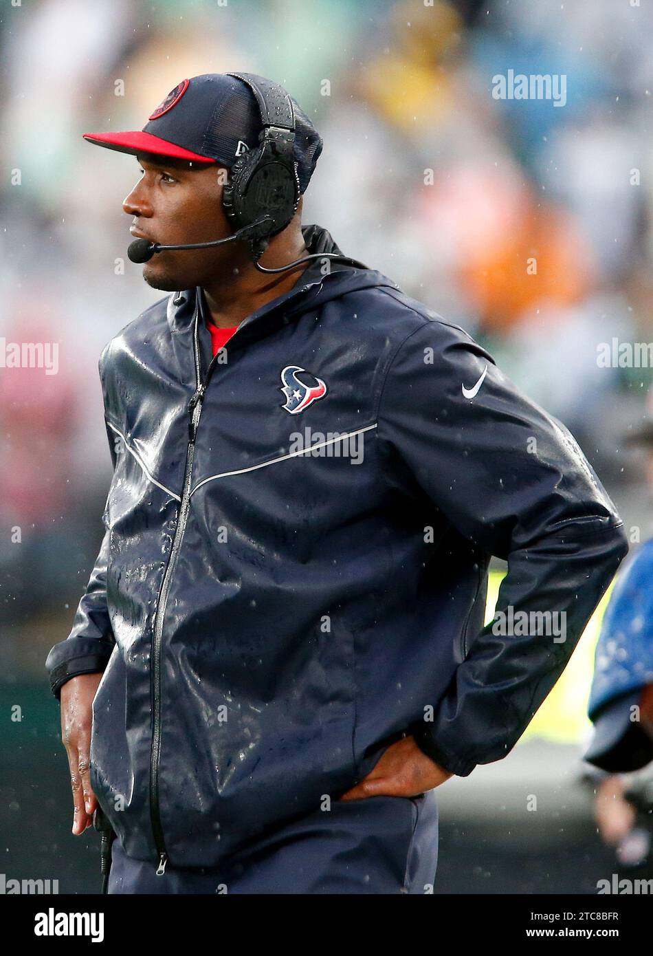 Houston Texans head coach DeMeco Ryans watches from the sidelines during the second half of an ...