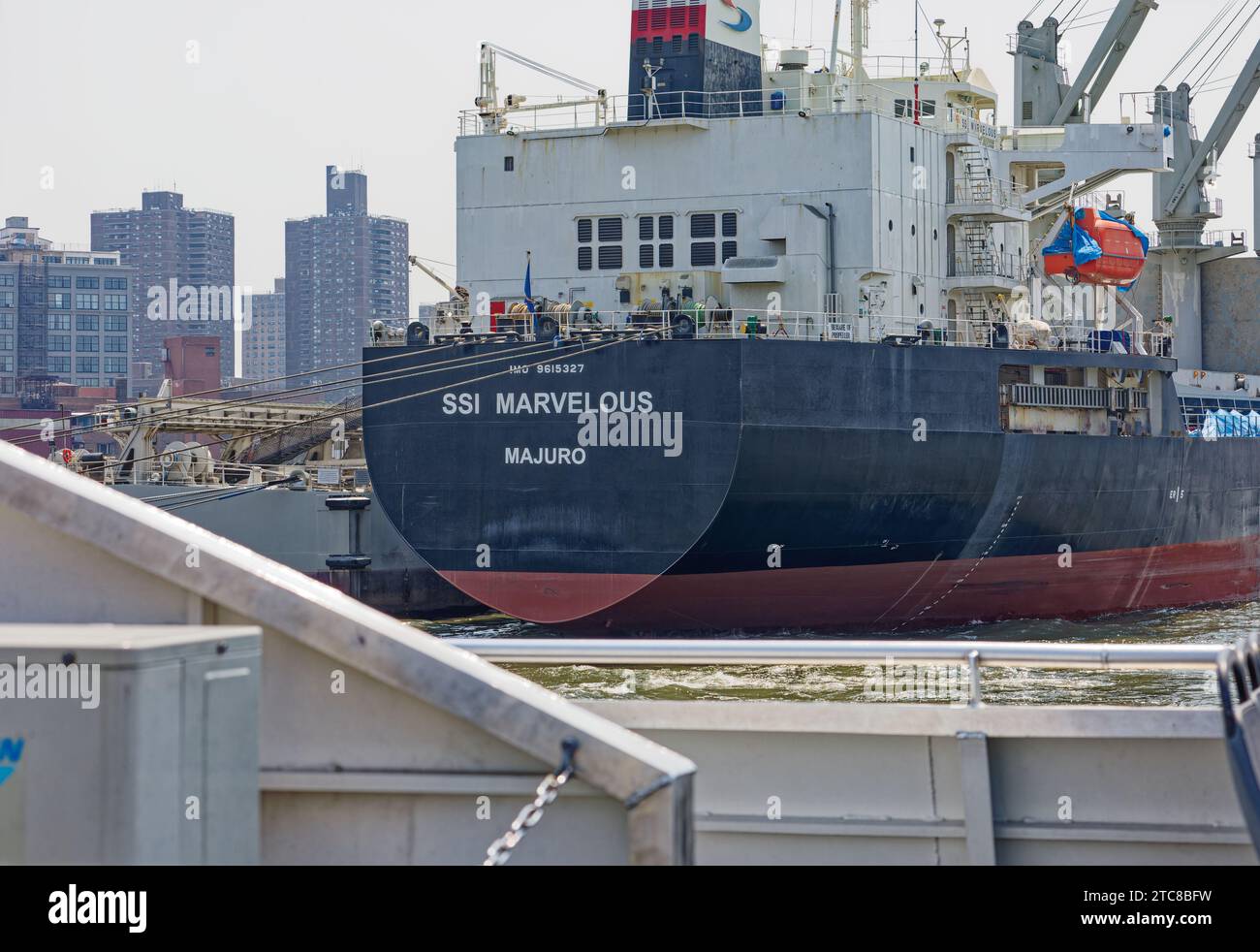 SSI Marvelous, shown docked in Brooklyn, is a bulk carrier cargo vessel ...