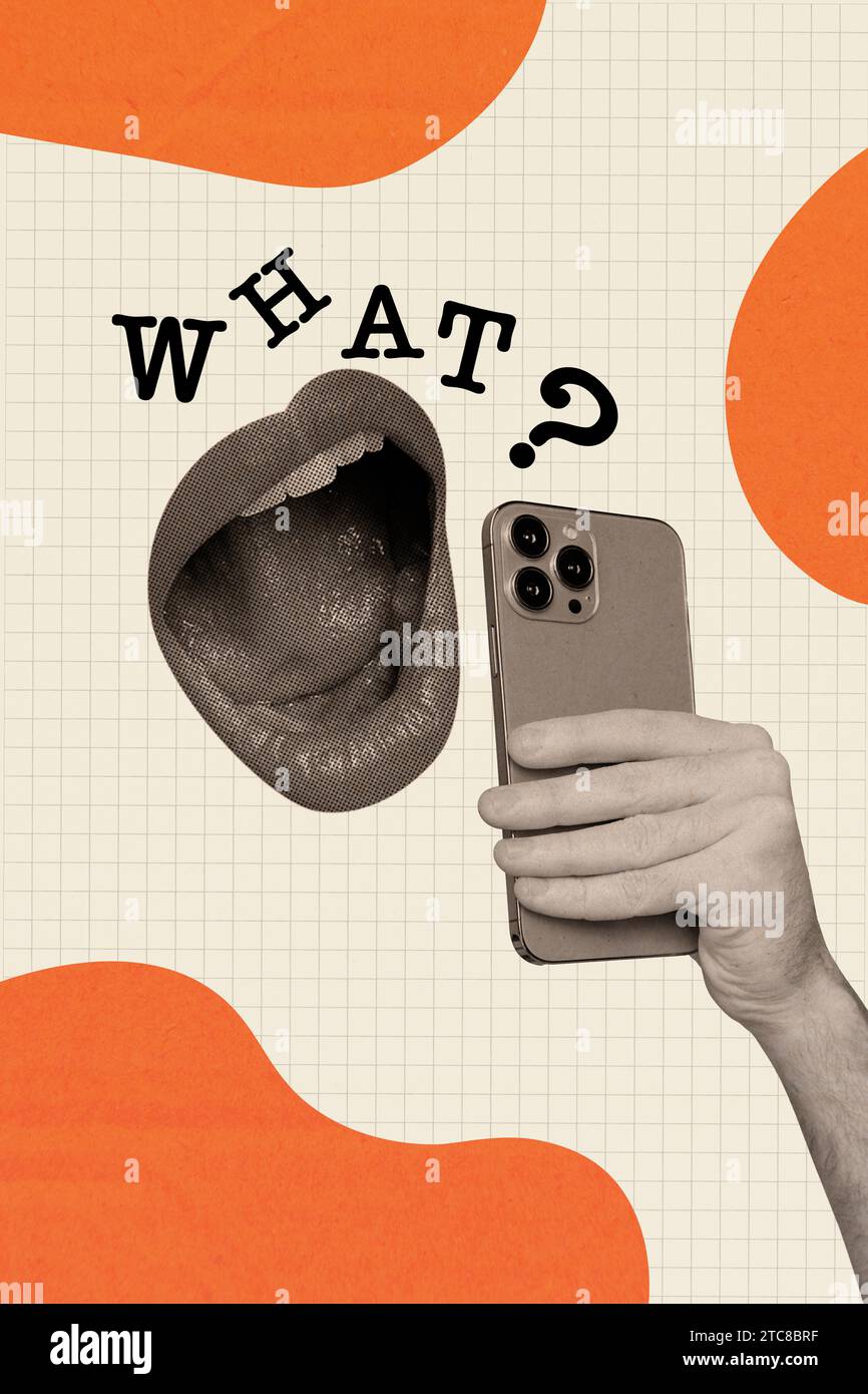 Vertical collage creative poster shocked amazed what open mouth ...