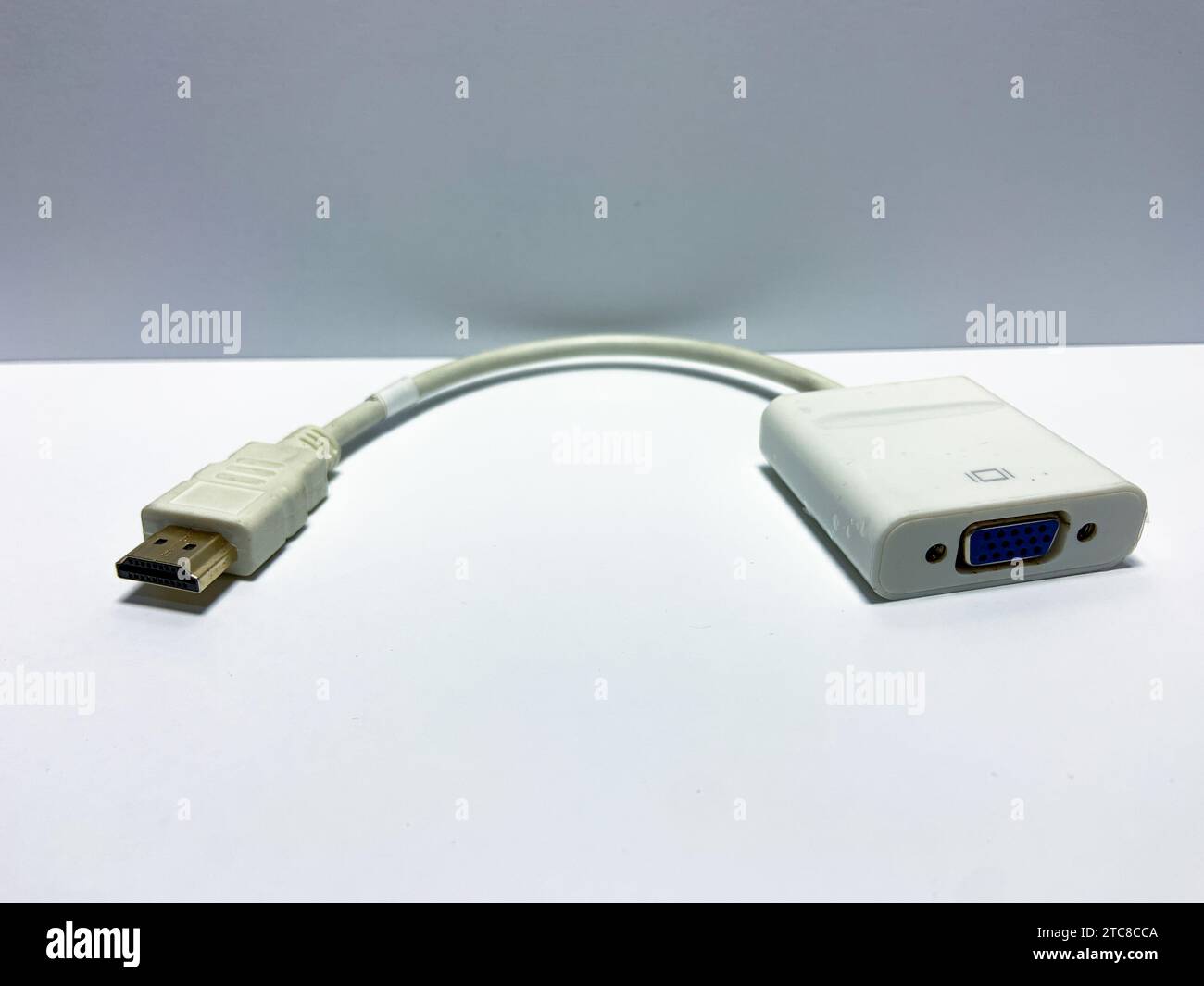 White HDMI to VGA converter cable on white background isolated Stock ...
