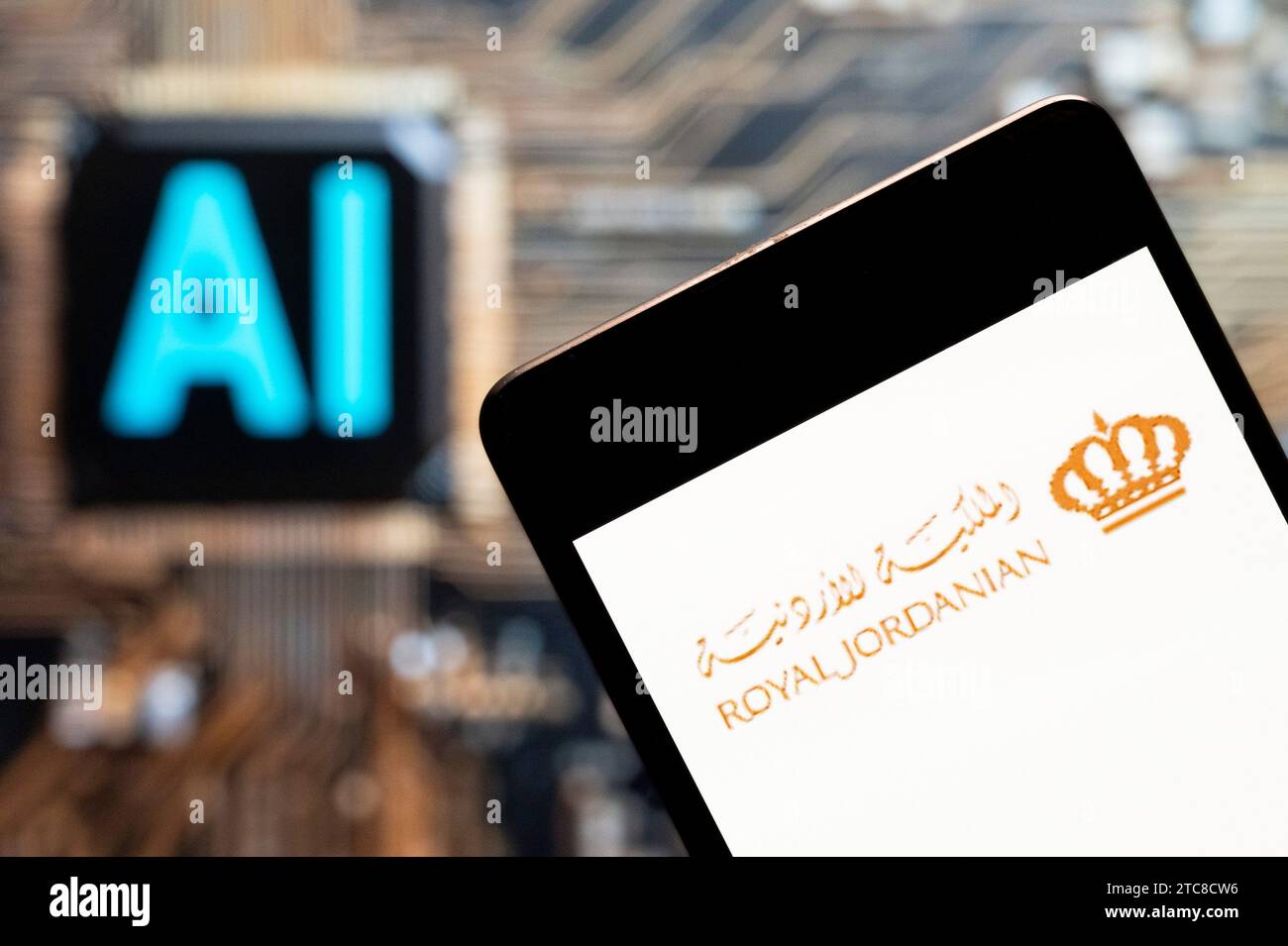 In this photo illustration, the Royal Jordanian airline logo seen ...