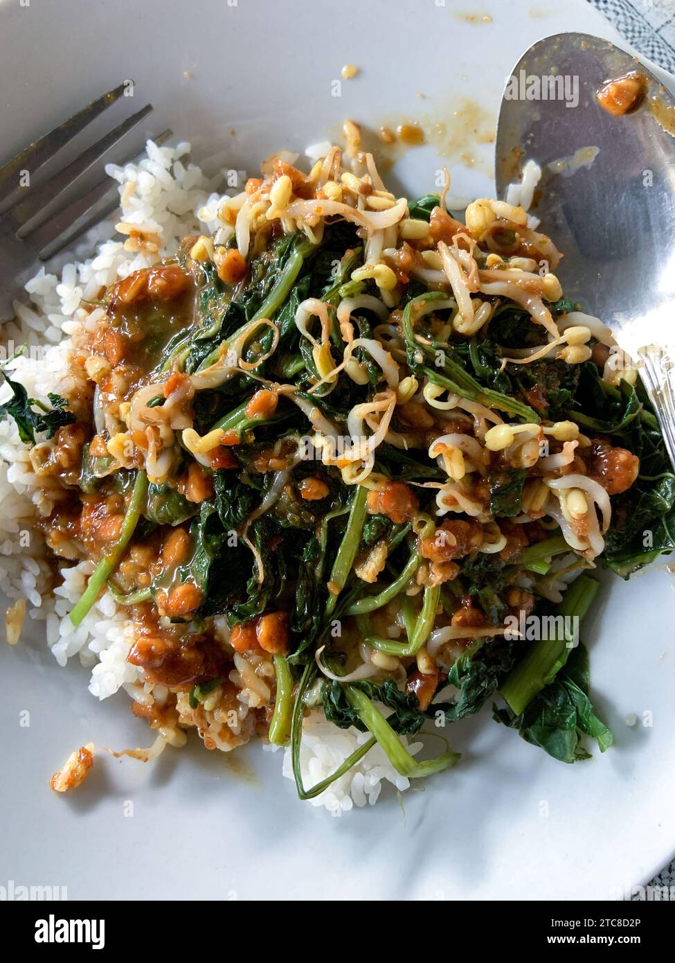 "Nasi Pecel" is a traditional Javanese rice dish consisting of steamed ...