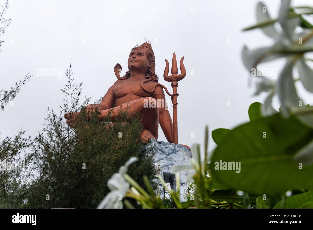 hindu god lord shiva isolated statue with bright background at morning ...